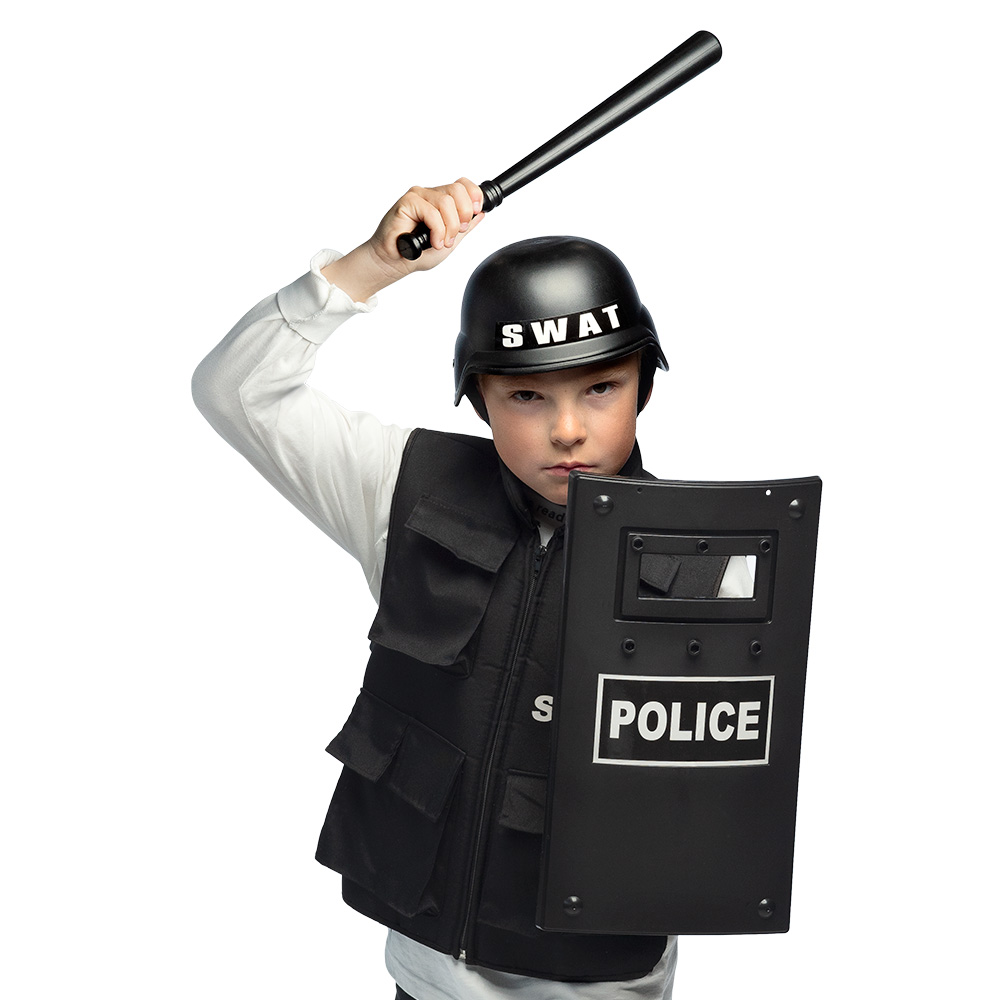 Set SWAT Police kid: Helmet, Shield, Baton, Grenade:black | CH ...