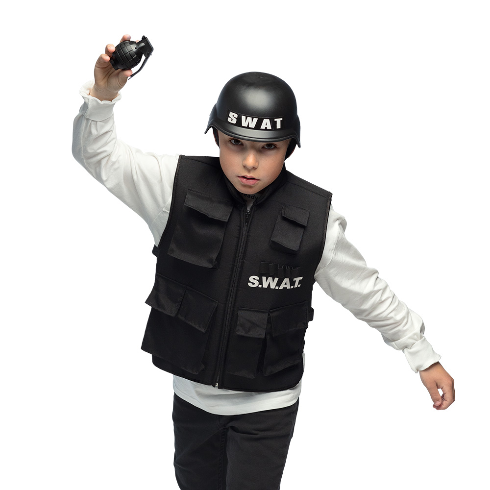 Set SWAT Police kid: Helmet, Shield, Baton, Grenade:black | CH ...