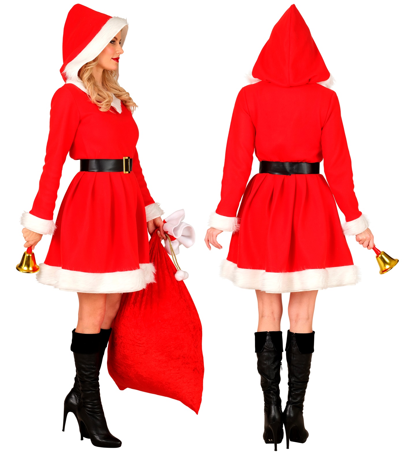 Weihnachten/Samichlaus/Miss Santa Kostüm: Kleid mit Kapuze und Gürtel ...