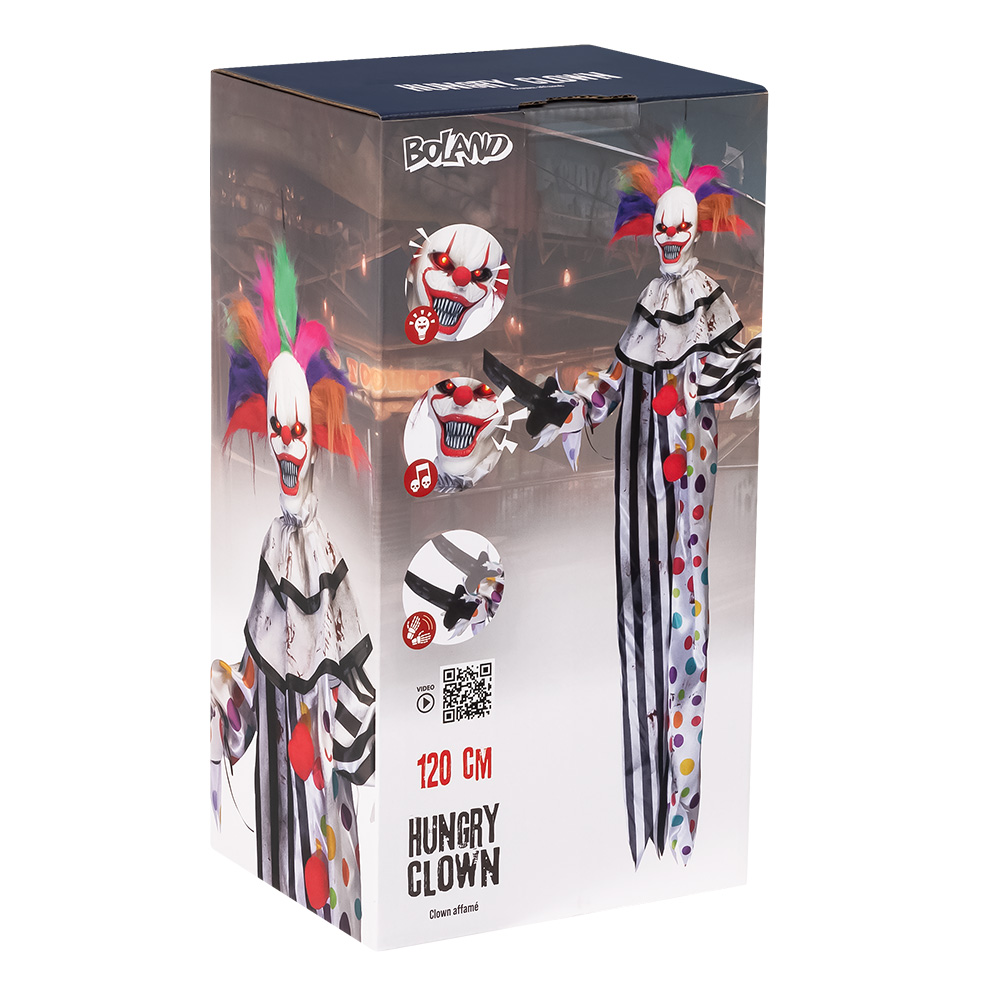 Hanging Hungry Clown – Creepy Halloween Prop with Light, Sound & Motion ...